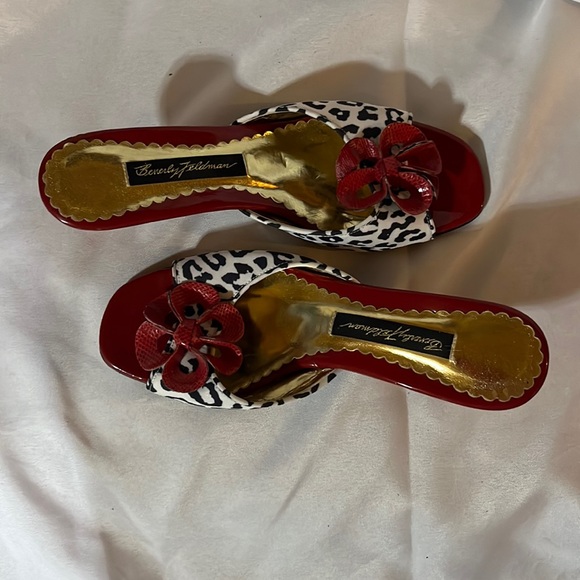 Shoes | Unique Beverly Keldman Red With Leopard Print Sandals | Poshmark